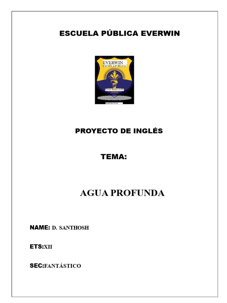 Proyecto de Inglés: Agua Profunda | PDF | Temor | Nadando