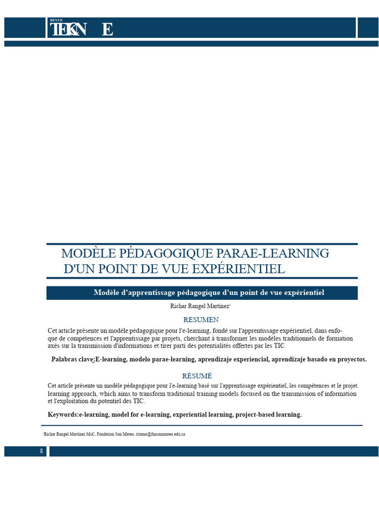 Modèle Pédagogique E-Learning Expérientiel | PDF | Technologies de l ...