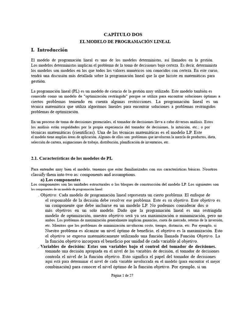 Introducción a la Programación Lineal | PDF | Programación lineal ...