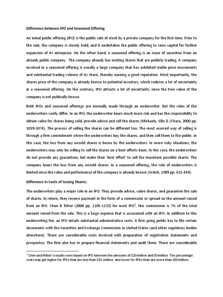 IPO Assignment | PDF | Initial Public Offering | Underwriting