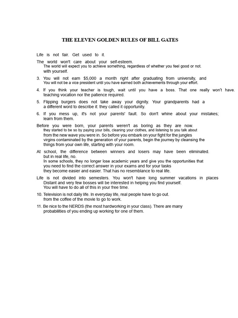 The Eleven Golden Rules of Bill Gates | PDF