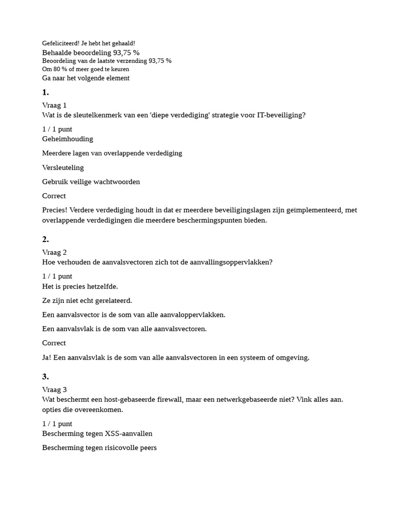 Vragenlijst - Diepe Verdediging | PDF