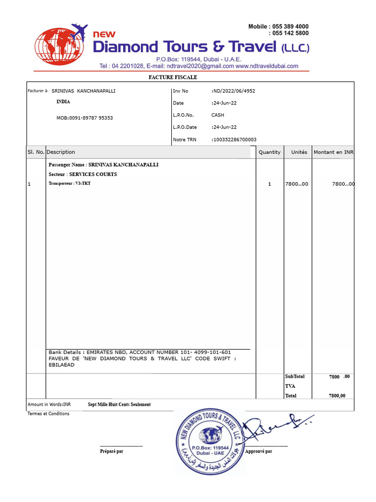 Facture fiscale pour services de transport | PDF