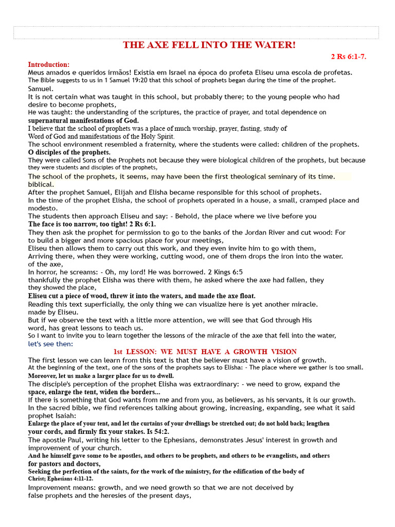 The Axe Fell Into The Water | PDF | Jesus | Religious Belief And Doctrine