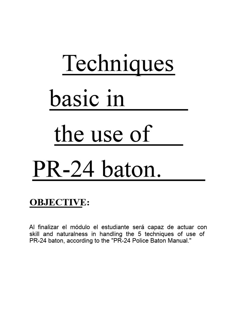PR-24 Baton Techniques for Inmate Control | PDF | Hand | Handcuffs