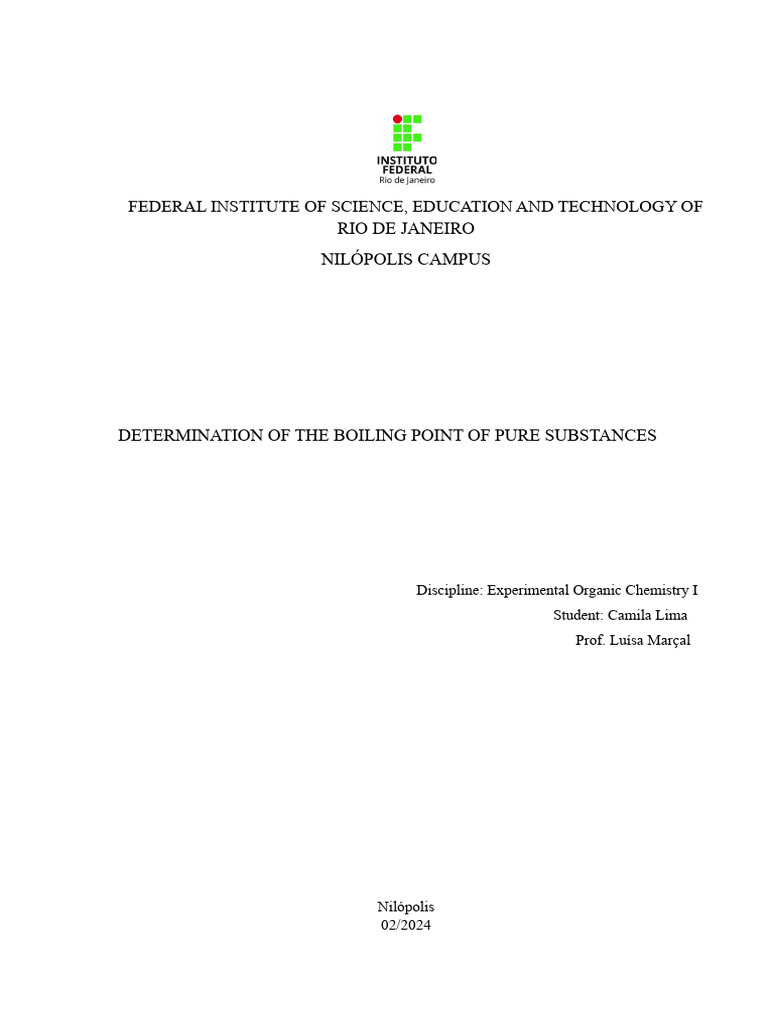 Boiling Point Determination Report | PDF | Liquids | Pressure