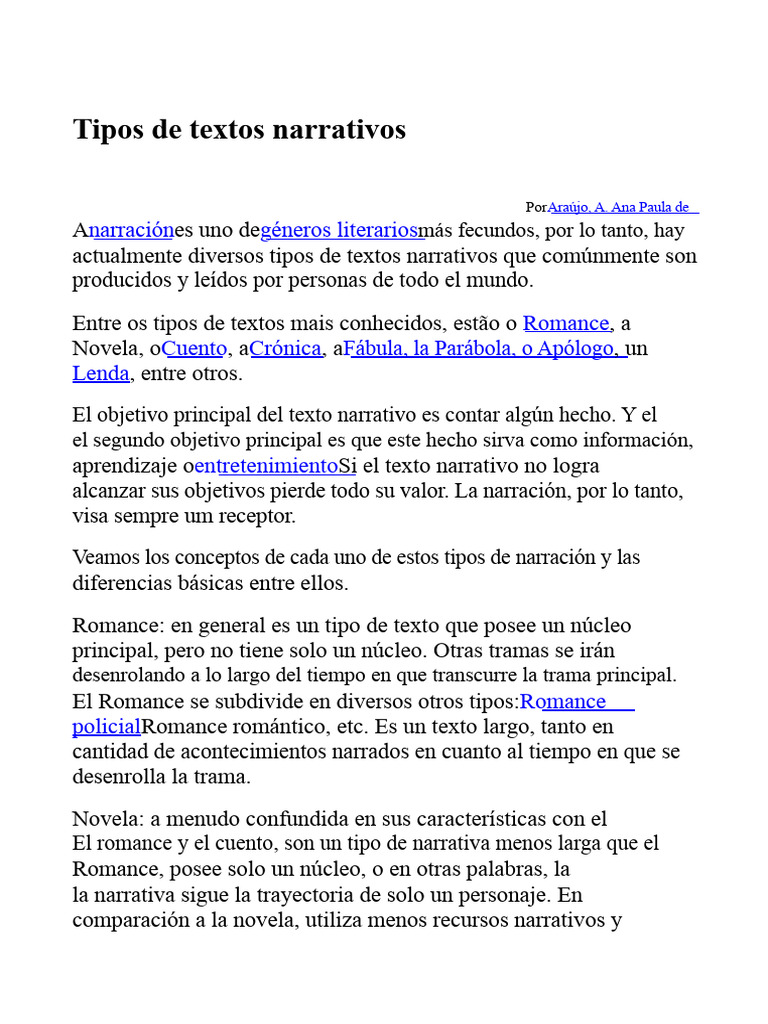 Tipos de Textos Narrativos Explicados | PDF | Narración | Cuentos