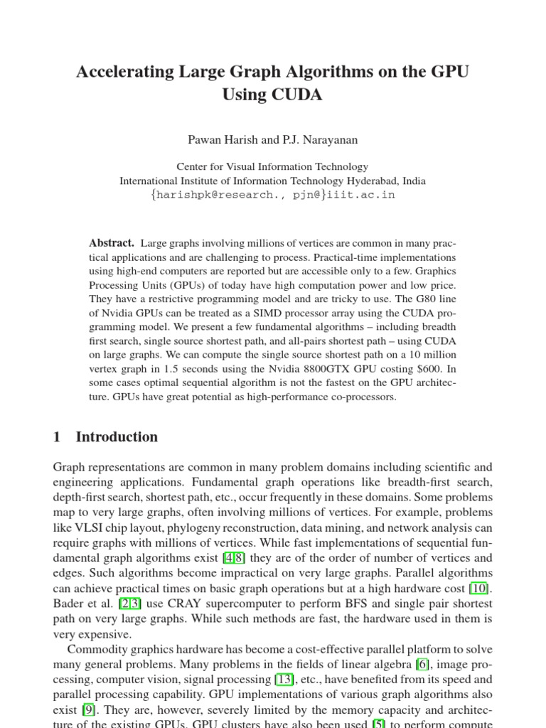 Accelerating Large Graph Algorithms On The GPU Using CUDA | PDF ...
