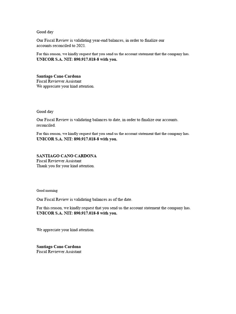 Account Statement Request Letter Template. | PDF