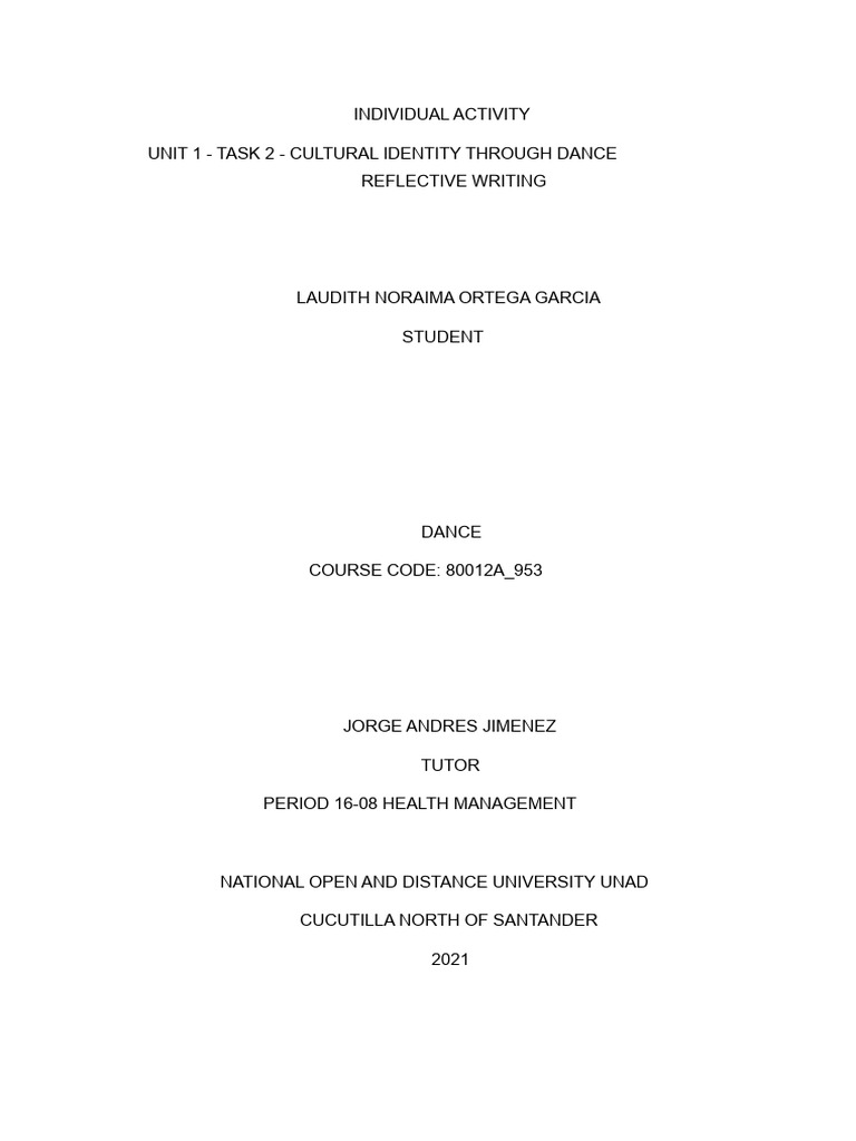 Individual Activity Unit 1 - Assignment 2 - Cultural Identity Through ...