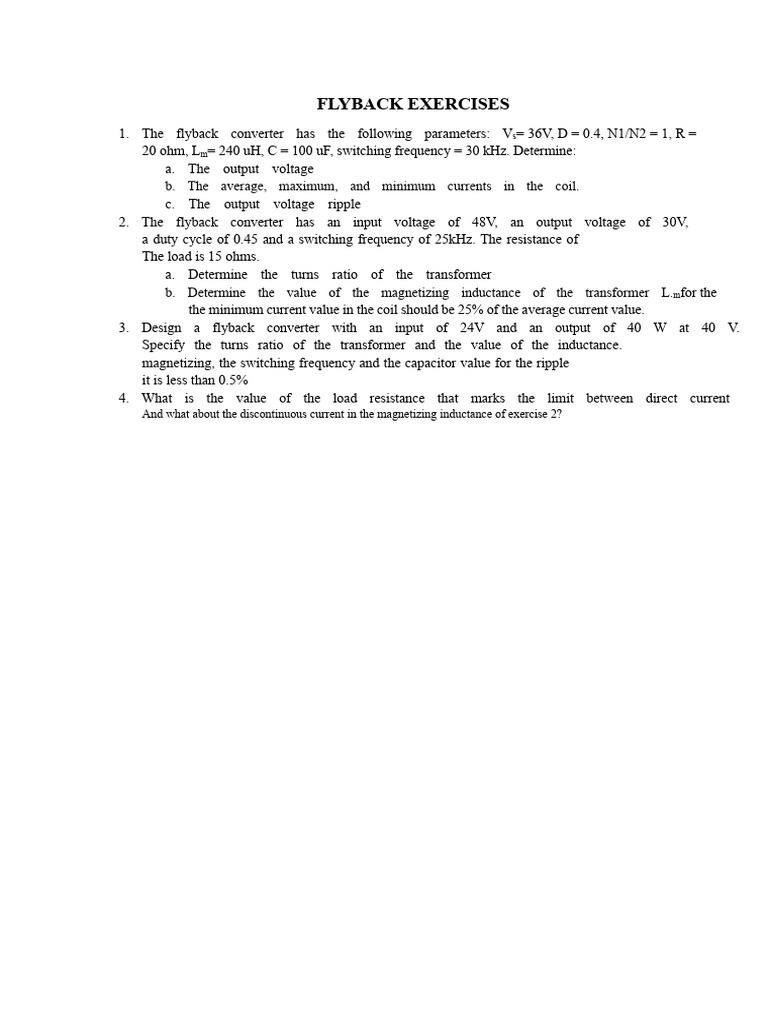 Flyback Converter Design Exercises | PDF