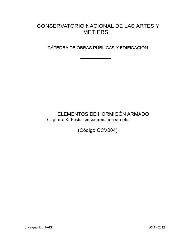 Capítulo 8 - Compresión Simple - A | PDF | Pandeo | Viga (Estructura)
