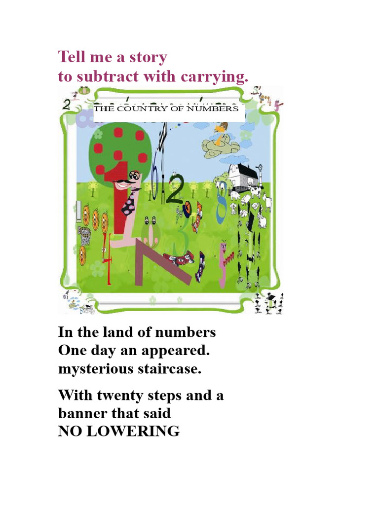 Tell me a story to subtract with carrying. | PDF