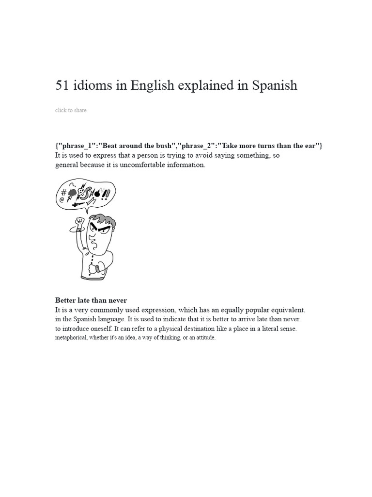 51 English Idioms Explained in Spanish | PDF | Idiom