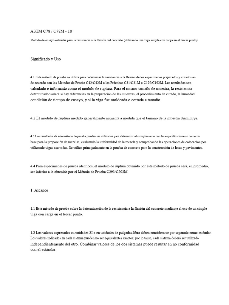 ASTM C78 _ C78M | PDF | Hormigón | Viga (Estructura)