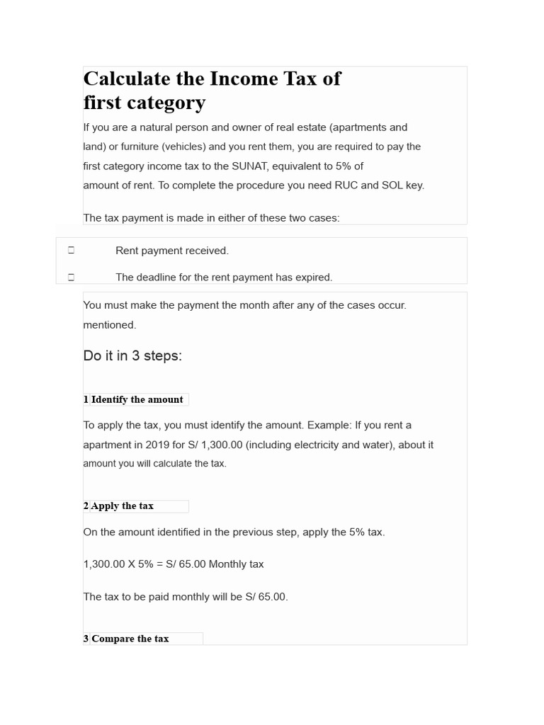 PRACTICAL CASES - Income from FIRST AND SECOND CATEGORY | PDF | Taxes ...