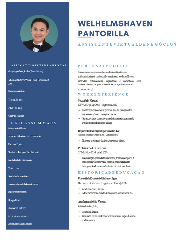 Currículo para Assistente Virtual | PDF | Engenharia | Microsoft Excel