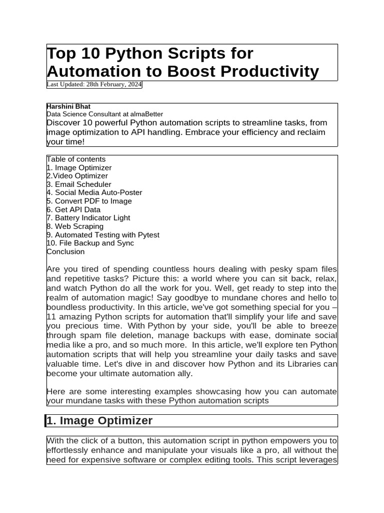 Top 10 Python Scripts for Automation to Boost Productivity | PDF ...