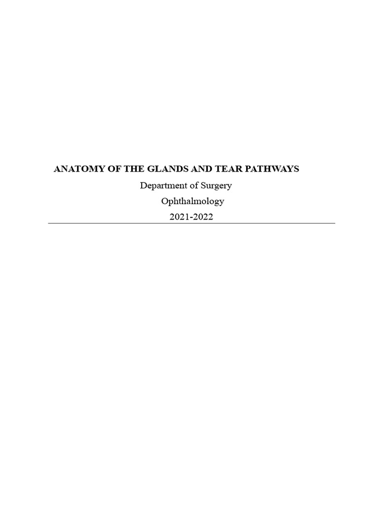 Lacrimal Glands and Tear Pathways Anatomy | PDF | Human Anatomy ...