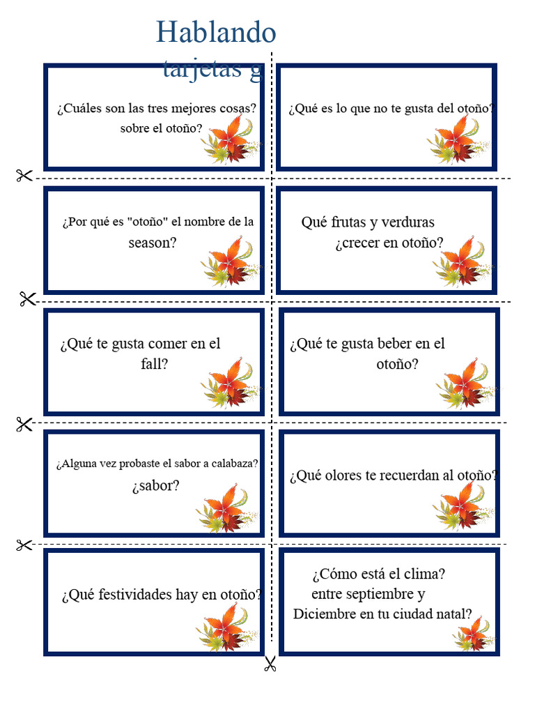Tarjetas de Conversación de Otoño | PDF | Otoño