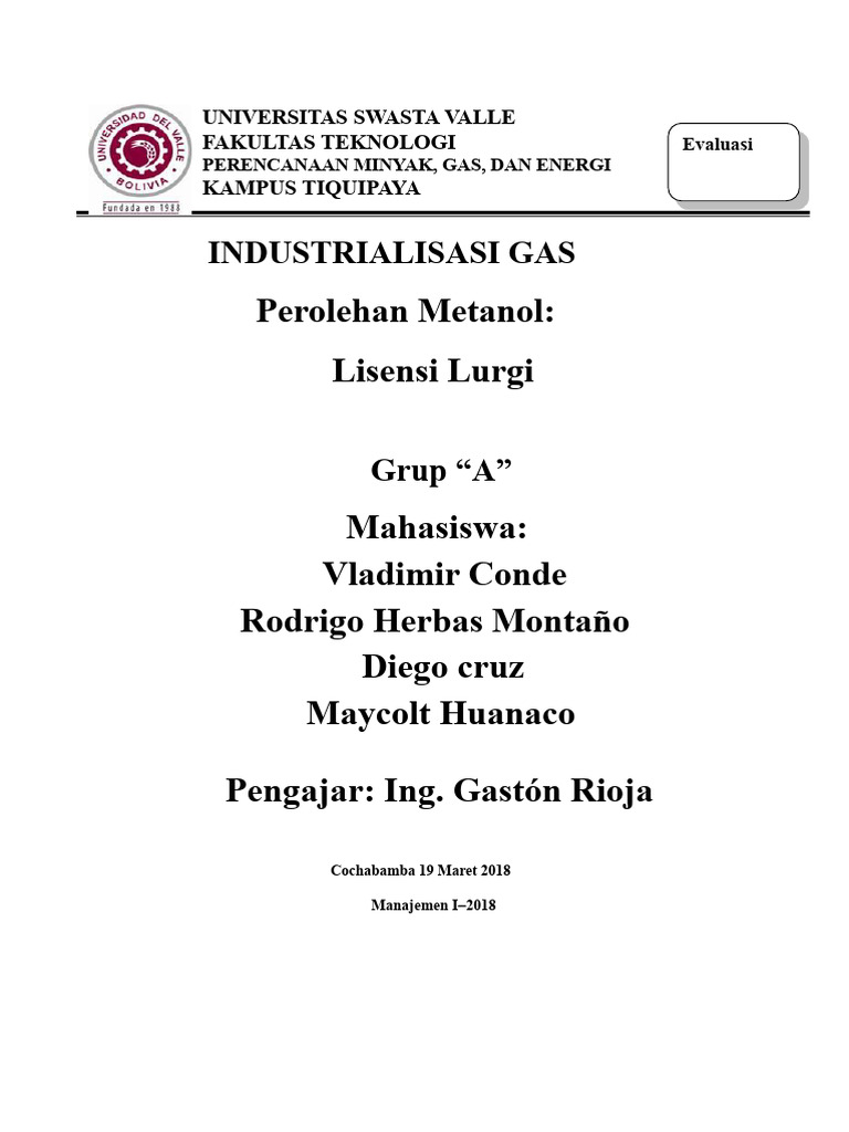 Perolehan Metanol Teknologi Lurgi | PDF