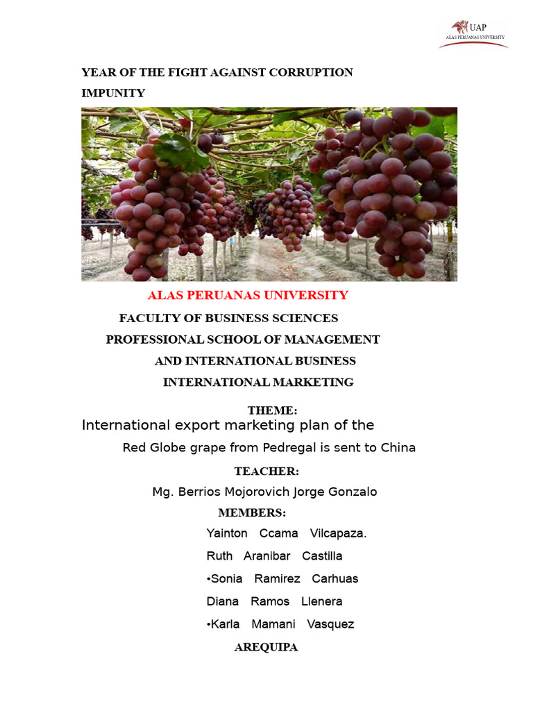 International Marketing of Red Globe Grape Export | PDF | Grape ...