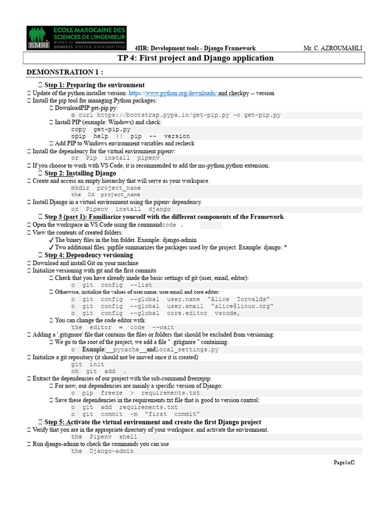 TP 4 First Django Project | PDF | Version Control | Computer Science