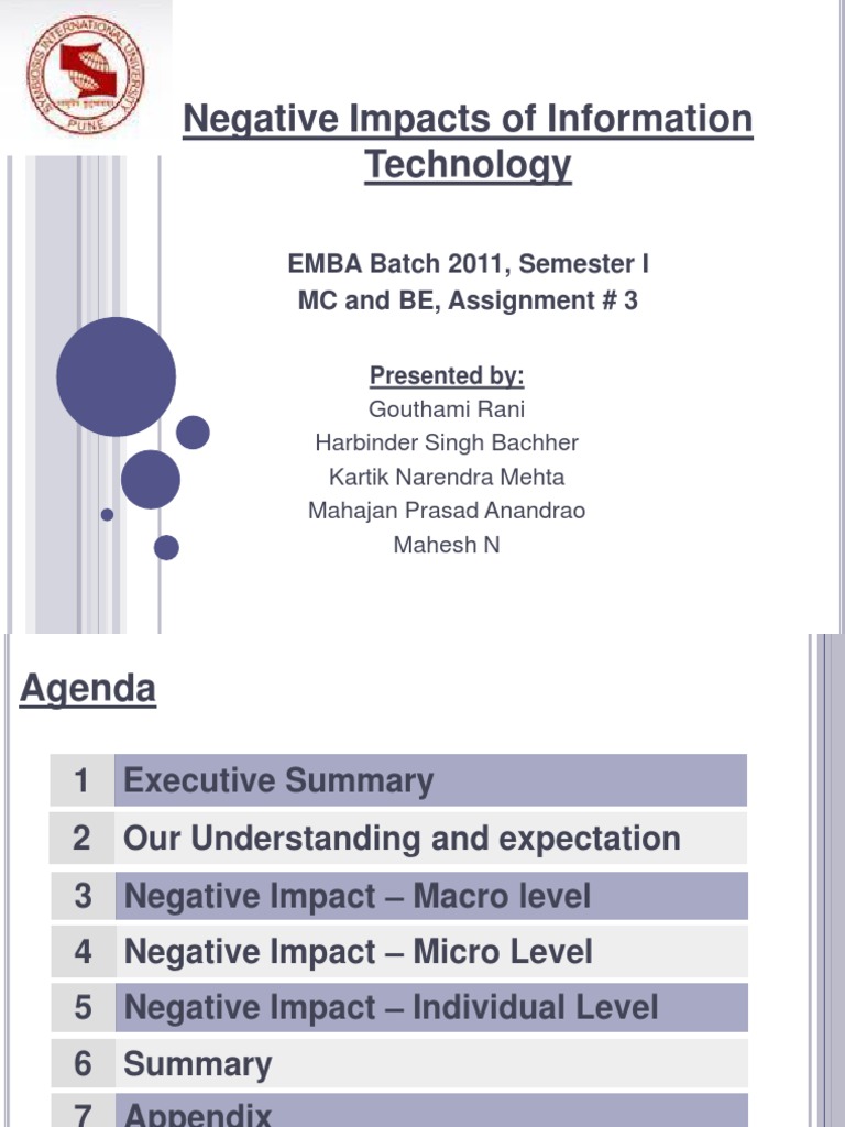 The Negative Impacts of Information Technology: A Comprehensive Review ...