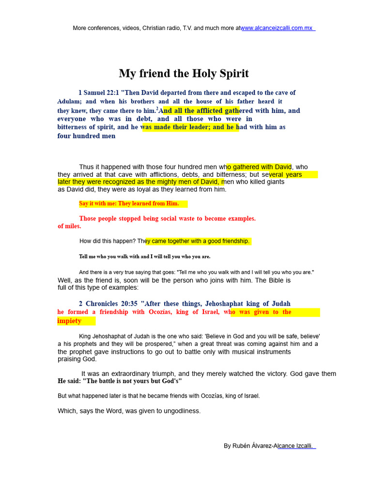 My Friend The Holy Spirit | PDF | Jesus | Books Of Kings