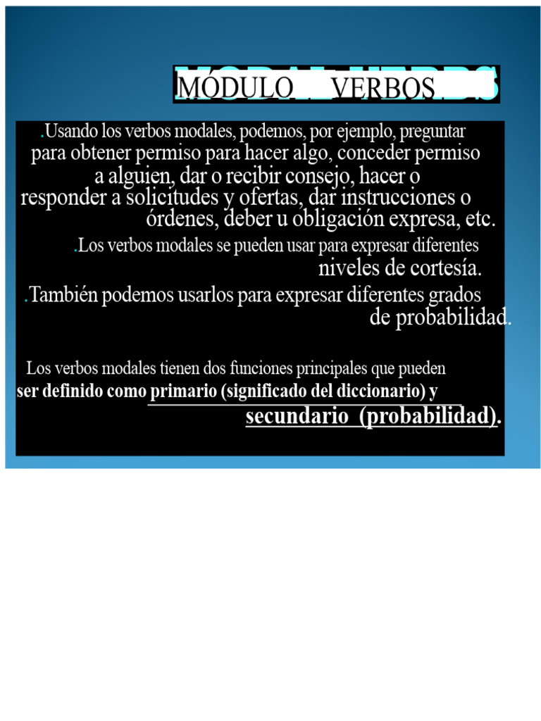 Funciones y usos de los verbos modales | PDF | Verbo | Mecánica del ...