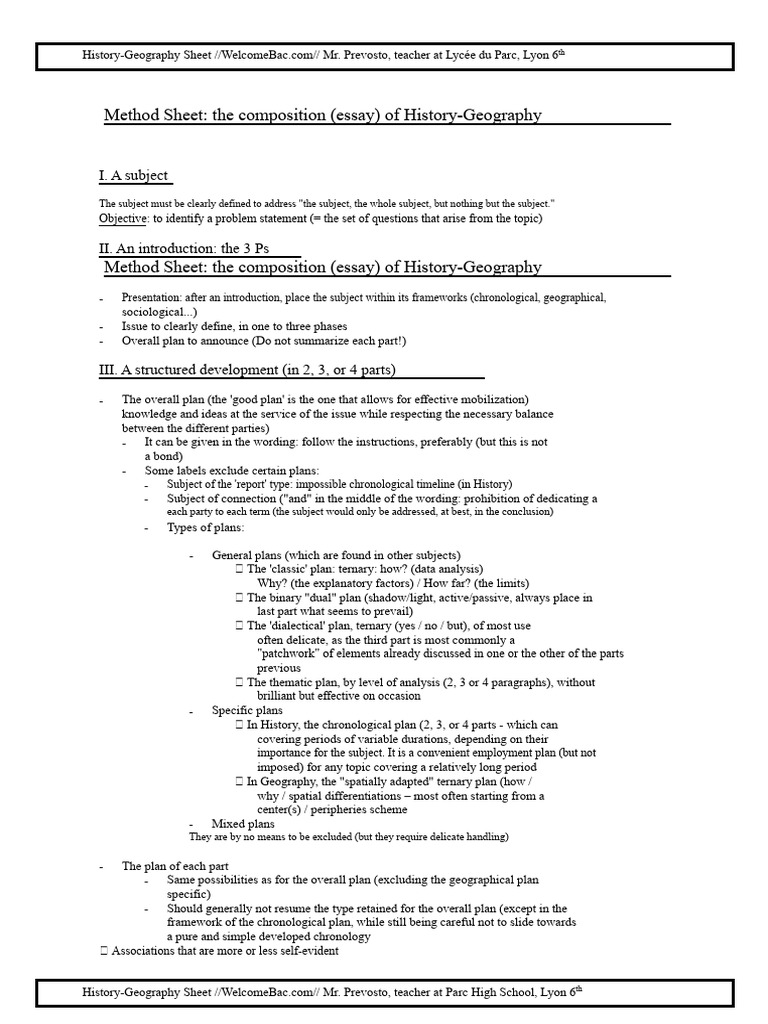 History-Geography Essay Writing Guide | PDF | Essays