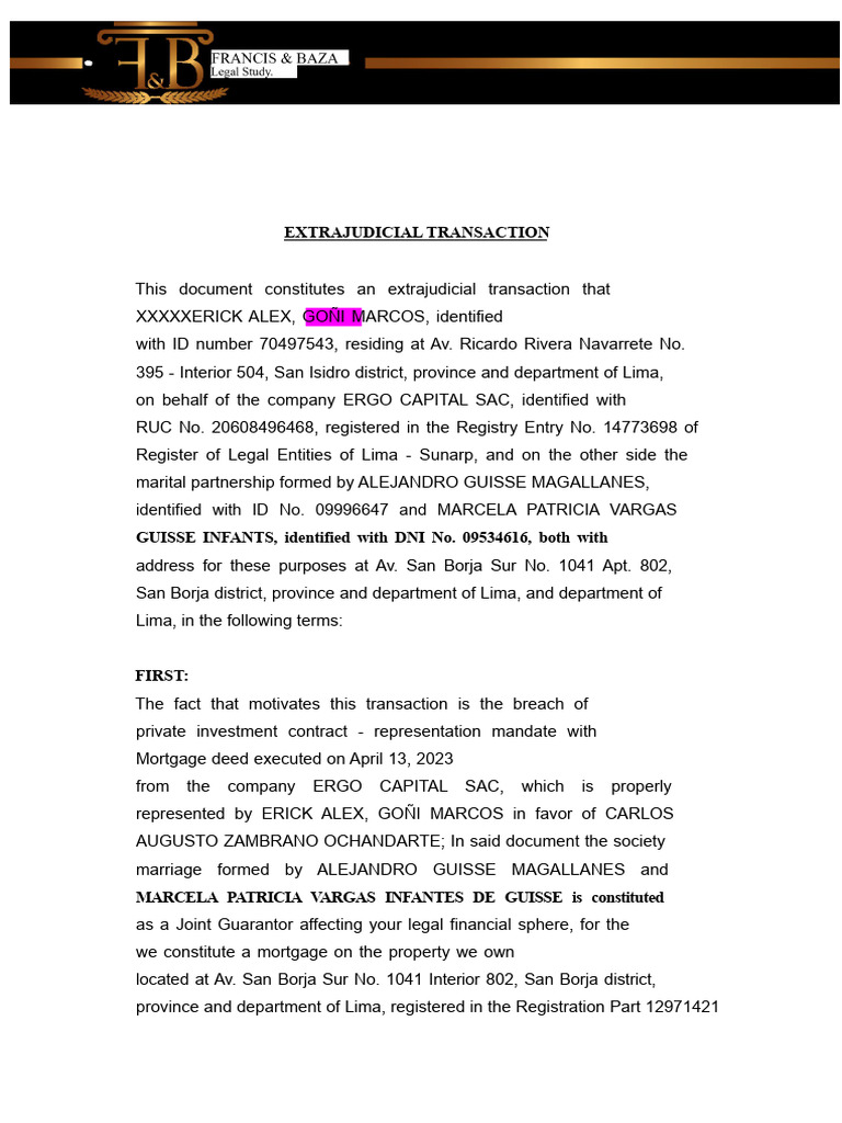 Transaction Parents of Alejandro | PDF | Justice | Crime & Violence