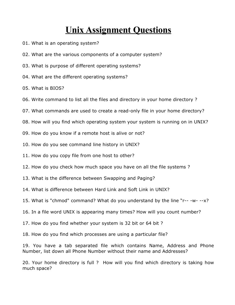 Unix Assignment Questions Directory Computing Computer File
