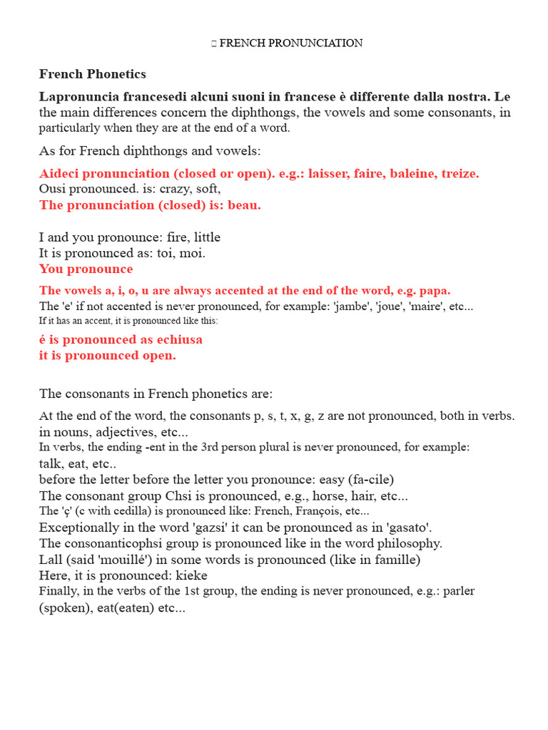 French Pronunciation Guide: Key Rules | PDF