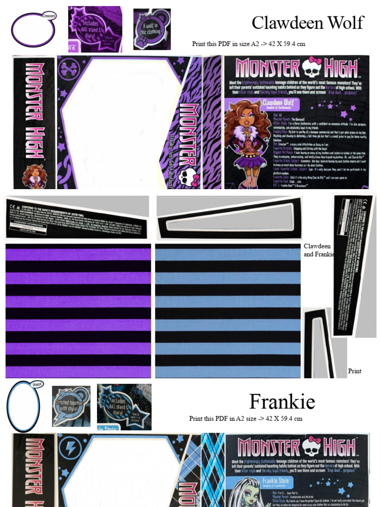 Monster High Boxes To Print On A2 Paper - Right. | PDF