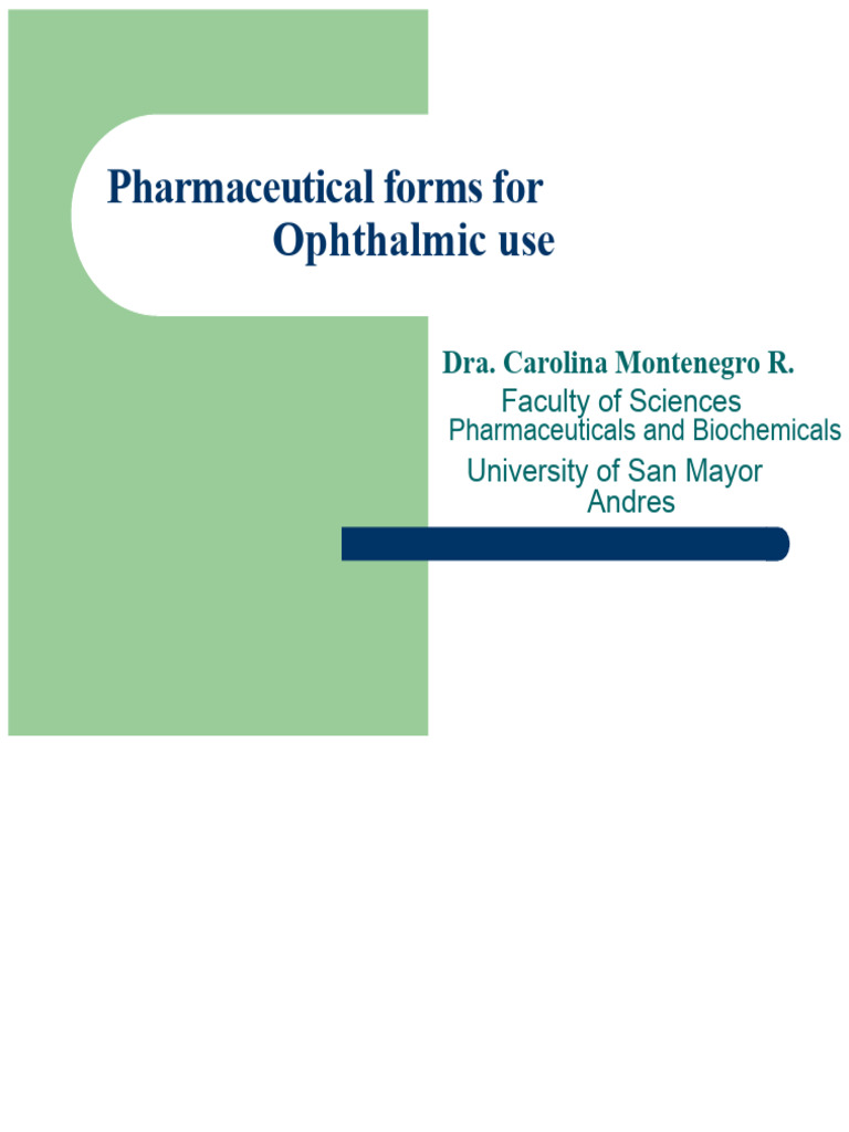 Ophthalmic Pharmaceutical Formulations Guide | PDF | Human Eye | Cornea