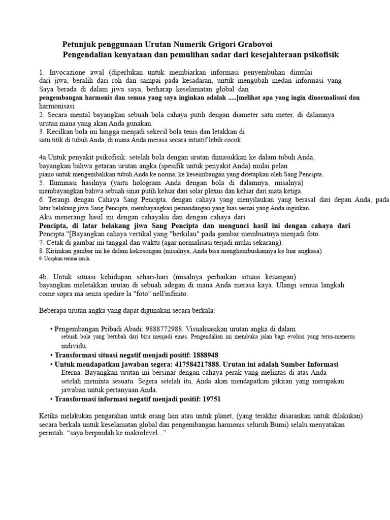 Panduan Urutan Numerik Grabovoi | PDF
