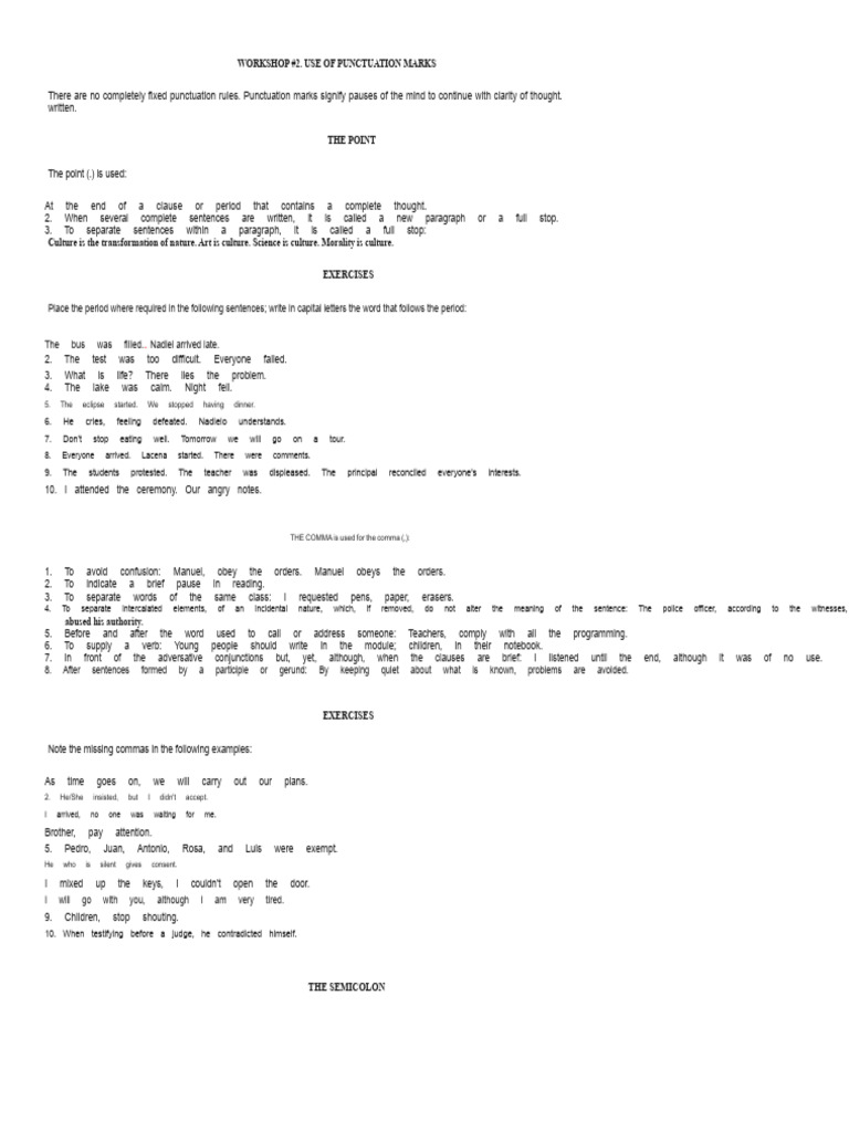 Workshop #2 Punctuation Marks | PDF | Punctuation | Ellipsis