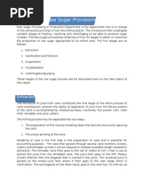 Sugar Processing Steps