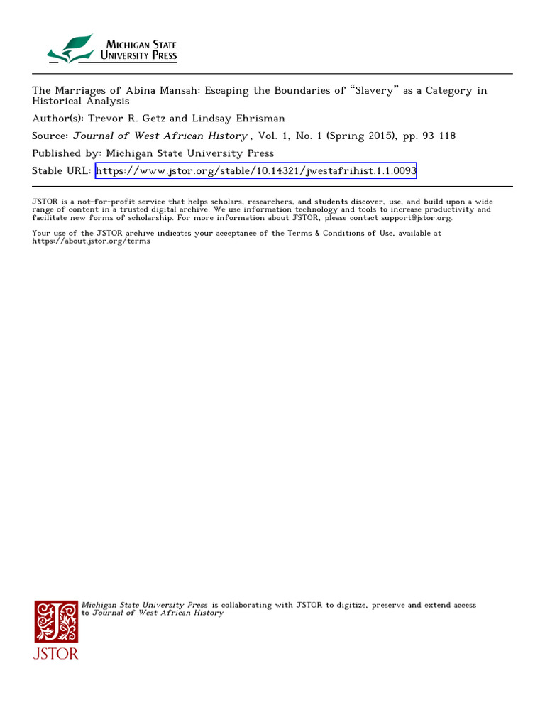 Abina Mansah: Marriage and Identity in Slavery | PDF | Slavery | Marriage