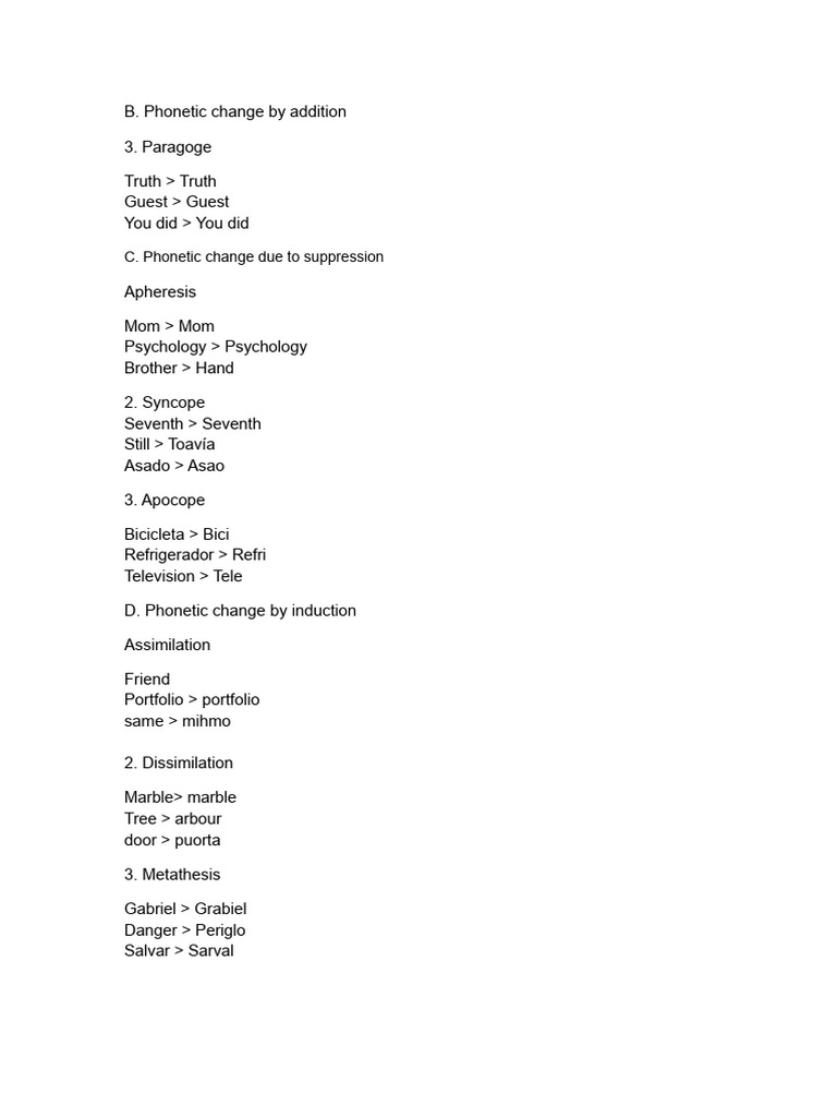 Phonetic Changes: Types & Examples | PDF