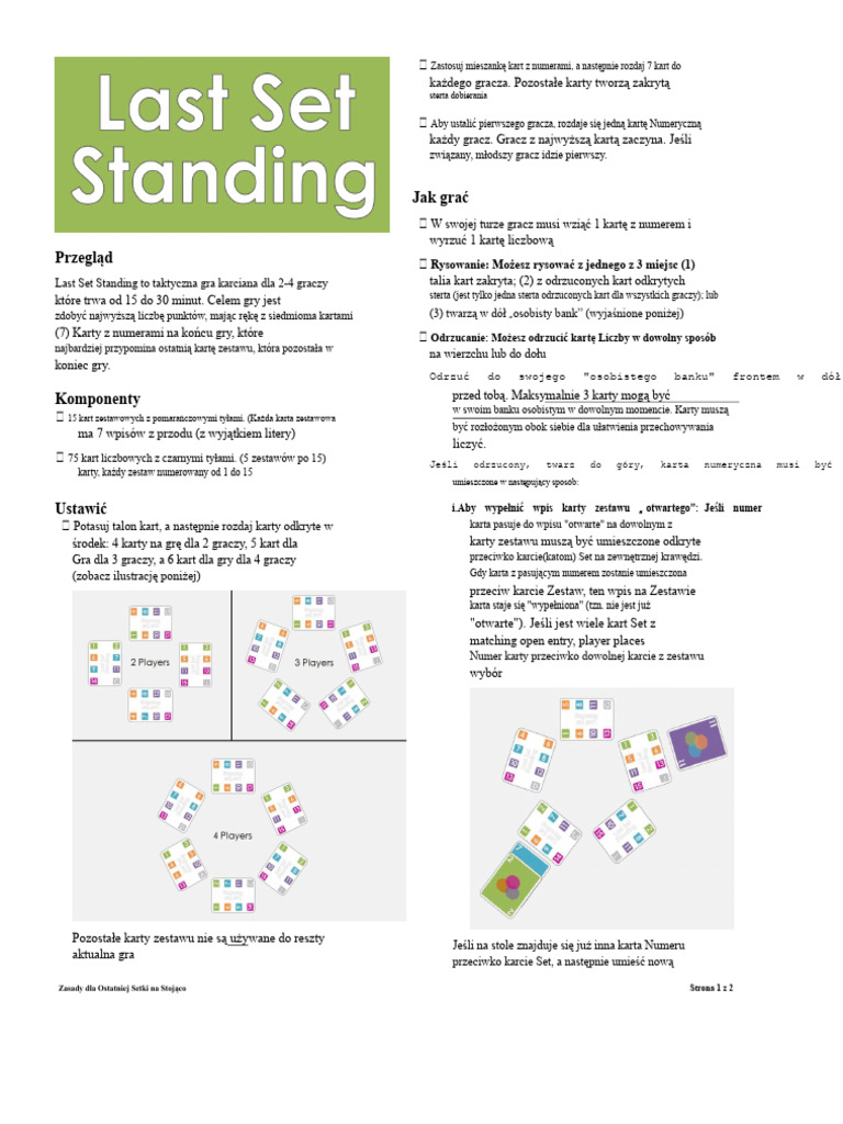 Zasady Gry Last Set Standing | PDF