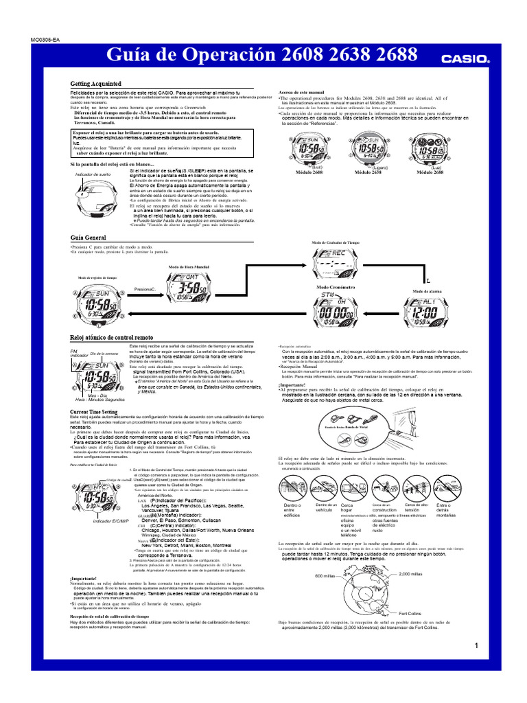 Casio G-Shock Solar 2688 | PDF | Horario de verano | Reloj