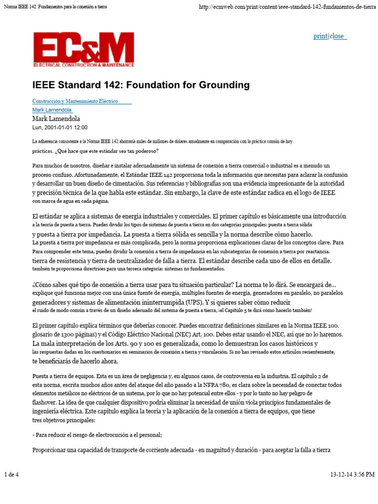 Norma IEEE 142: Guía de Conexión a Tierra | PDF | Ingenieria Eléctrica ...