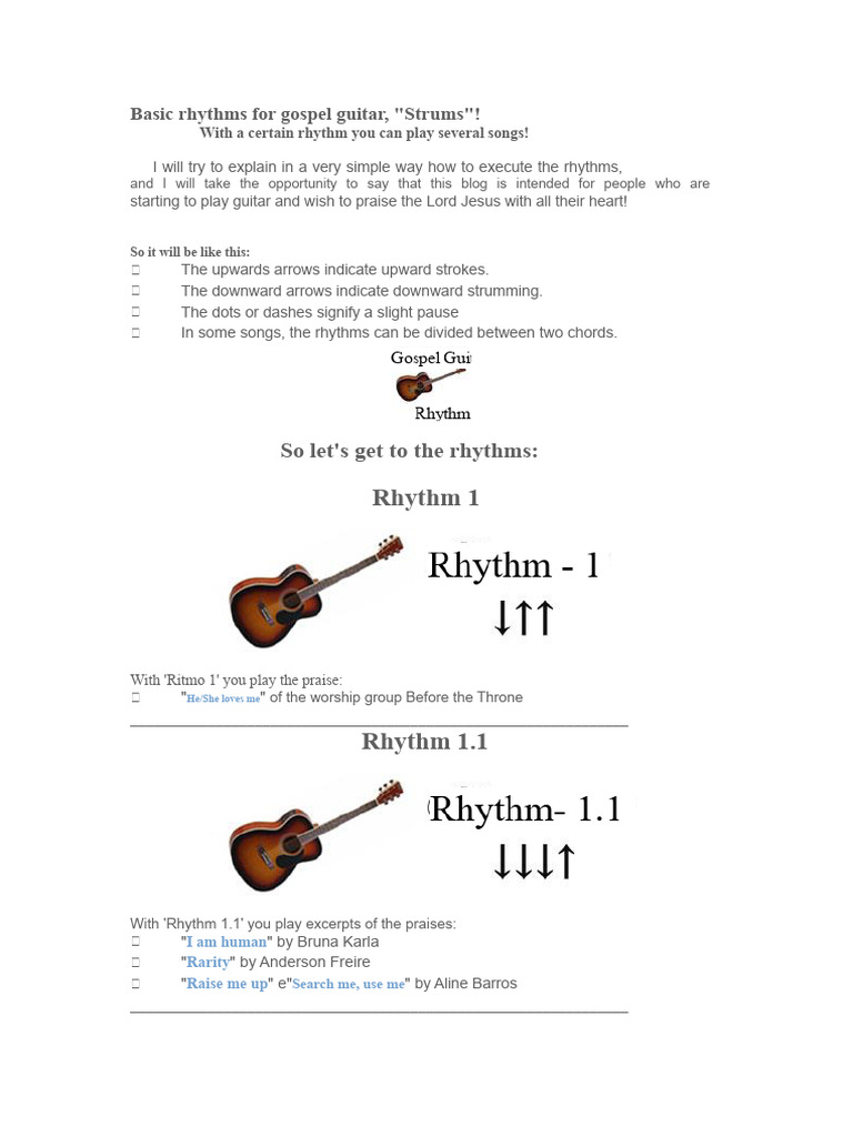 Basic Rhythms For Gospel Guitar | PDF