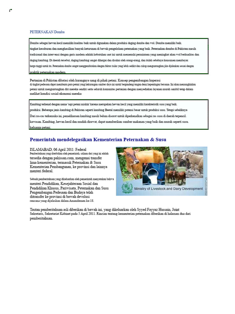 Peternakan Domba dan Kambing di Pakistan | PDF
