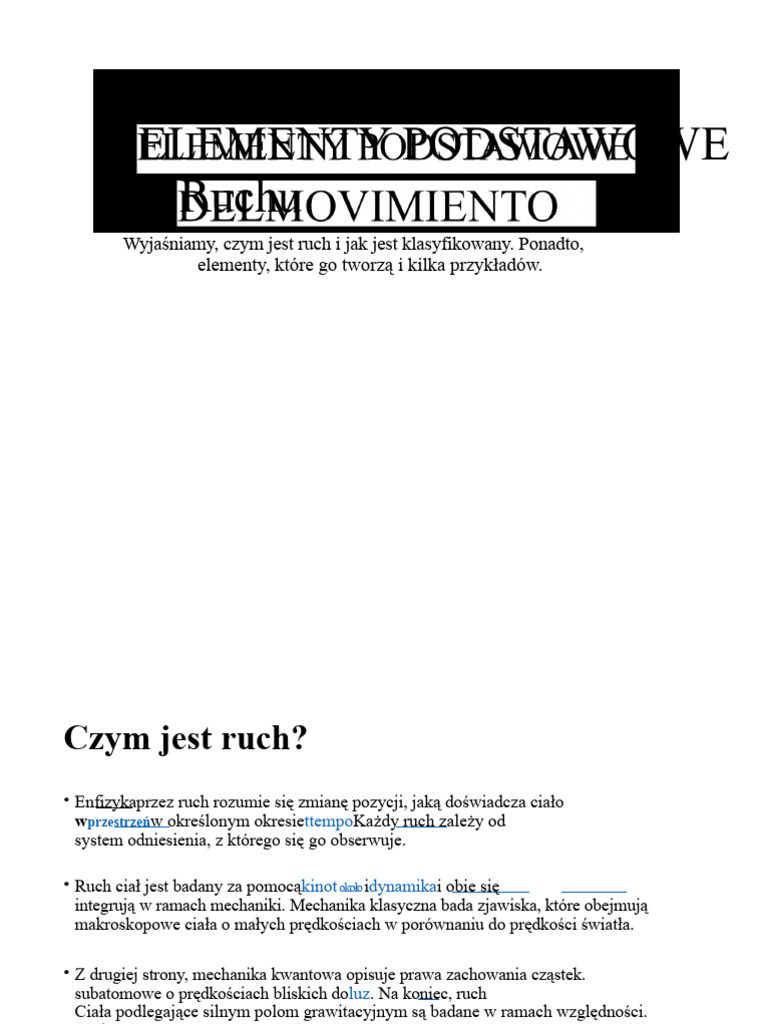 Podstawowe Elementy Ruchu | PDF