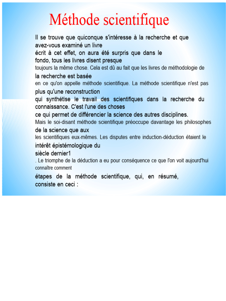 Étapes de la Méthode Scientifique | PDF | Méthode scientifique ...