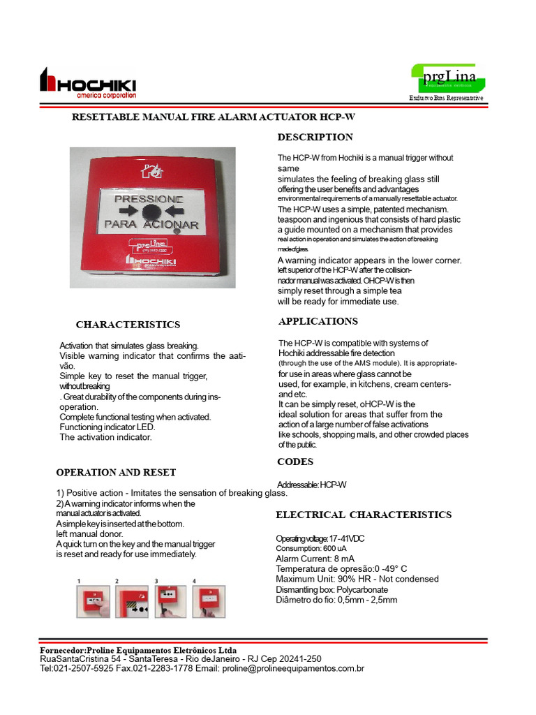Hochiki HCP-W Resettable Fire Alarm | PDF | Equipment