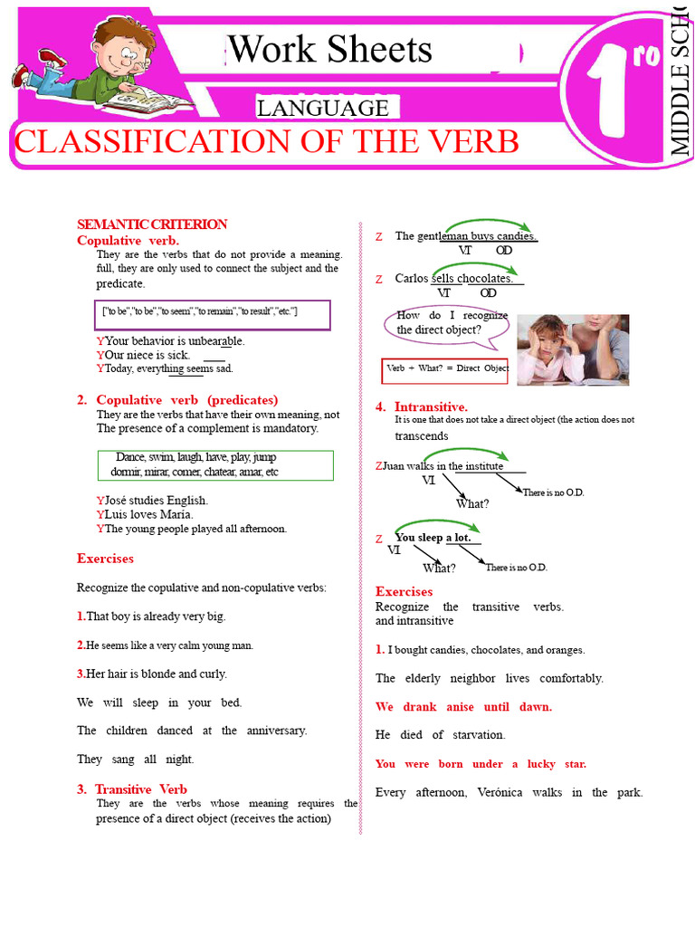 Classification of The Verb For First Grade of Secondary School | PDF ...